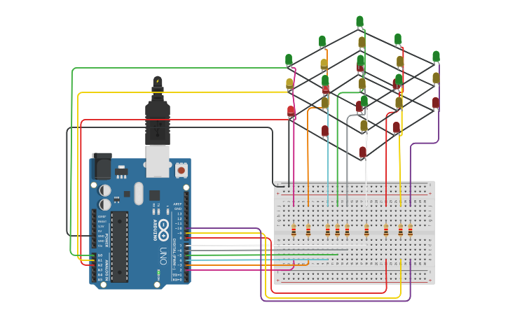 Circuit design CUBO DE LEDS - Tinkercad