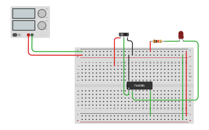 Circuit design NOT Gate - Tinkercad