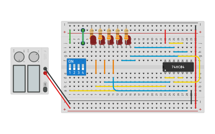 Circuit design HEX gate - Tinkercad