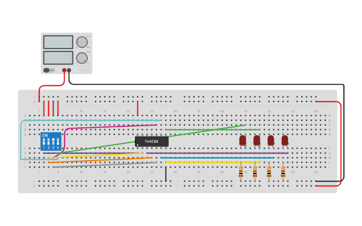 Circuit design Binary to Grey - Tinkercad