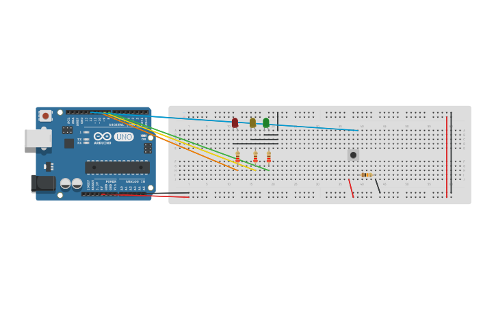 Circuit design Traffic Light controller (II) - Tinkercad
