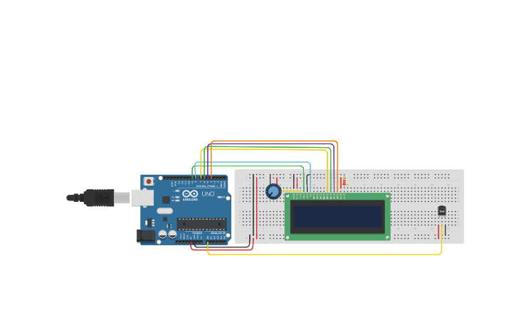 Circuit design SENSOR DE TEMP. + POTENCIOMETRO/ LIQUID LED | Tinkercad Circuit design SENSOR DE TEMP. + POTENCIOMETRO/ LIQUID LED | Tinkercad