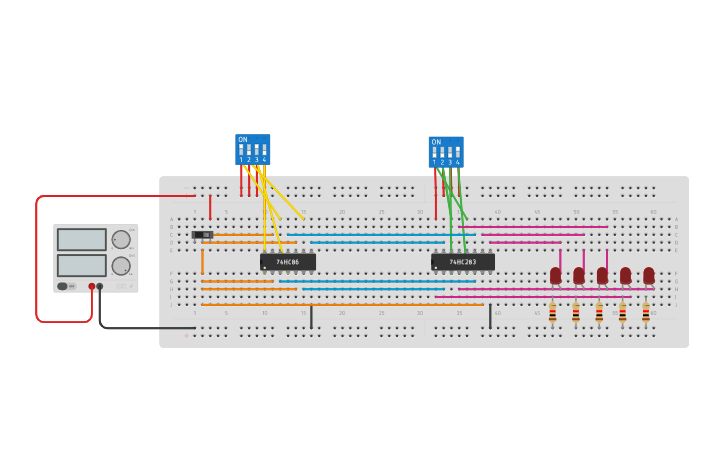 Circuit Design 4 Bit Binary Adder And Subtractor Tinkercad