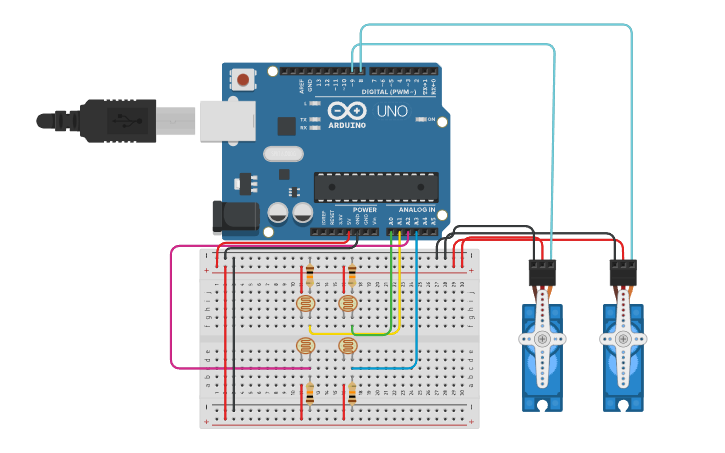 Circuit design Copy of solar tracking system - Tinkercad