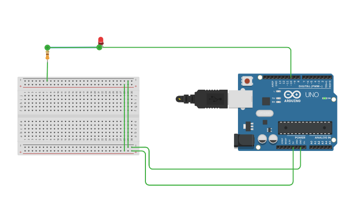 Circuit design led and serial print together | Tinkercad