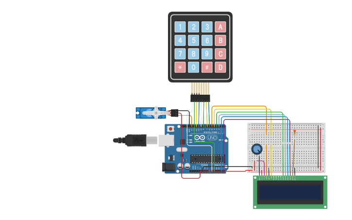 Circuit design Arduino keypad 4x4 LCD 16x2 micro servo - Tinkercad Circuit design Arduino keypad 4x4 LCD 16x2 micro servo - Tinkercad