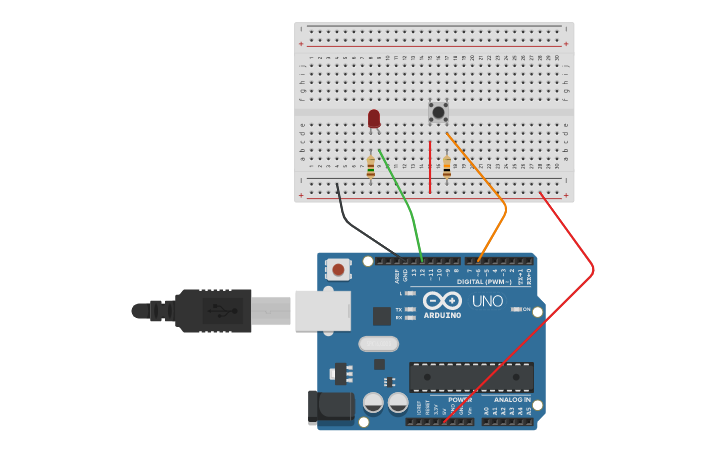 Circuit design Circuito 20: LED+PULS bool | Tinkercad