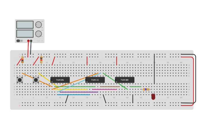 Circuit design Circuito Combinacional Con Logica De Ceros | Tinkercad