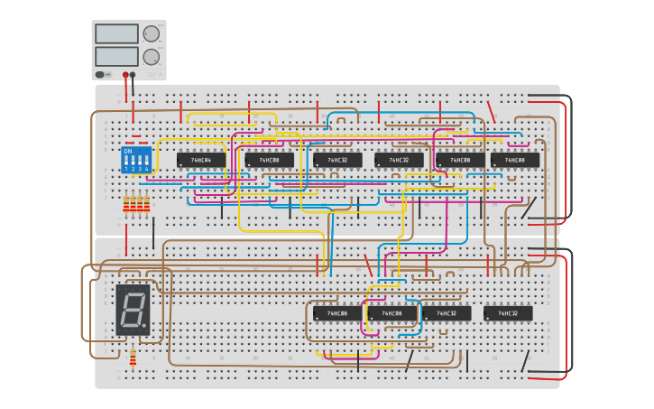 Circuit design PANTALLA DE 7 SEGMENTOS - Tinkercad