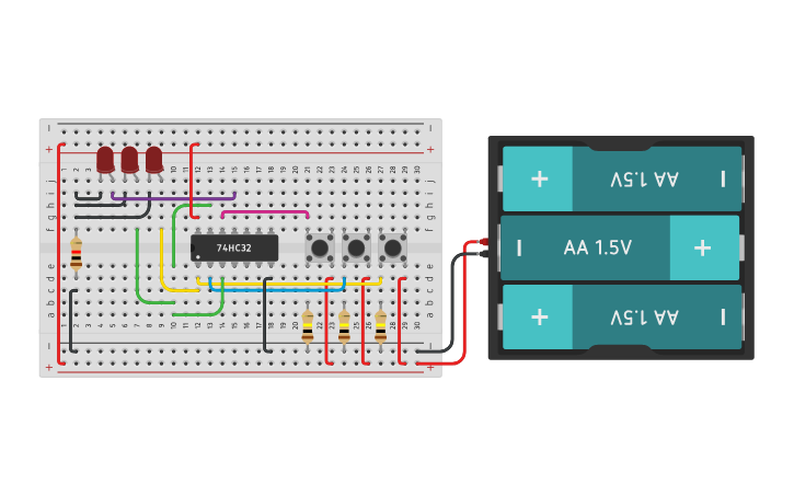 Circuit Design Three Lamps Tinkercad
