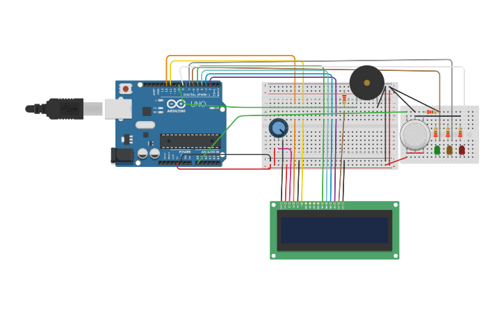 Circuit Design Gas Detection System Tinkercad