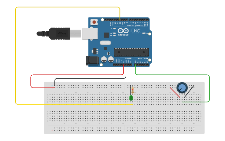 Circuit design PotentioMeter - Tinkercad