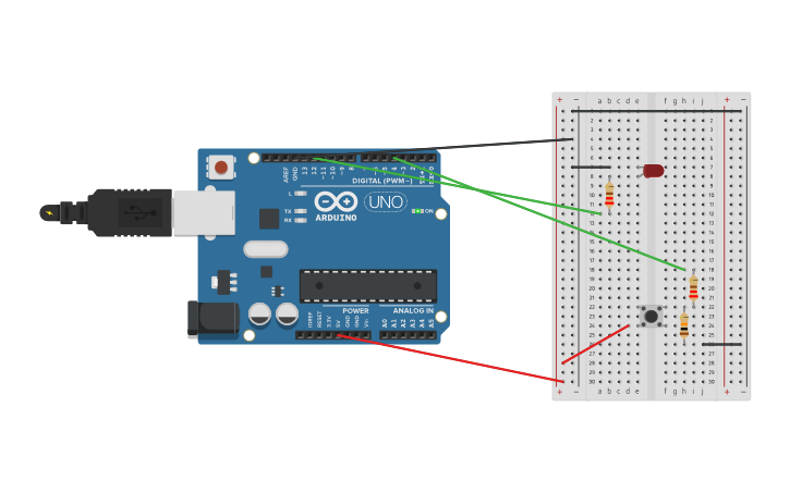 Circuit design bouton poussoir - Tinkercad