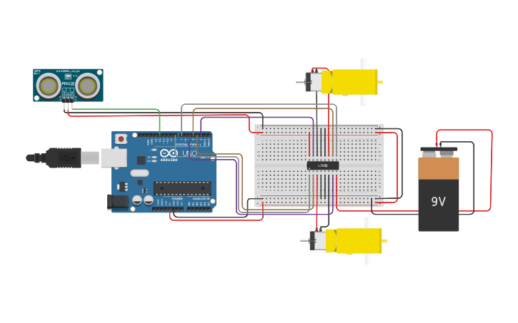 Circuit Design Obstacle Avoidance Robot Tinkercad