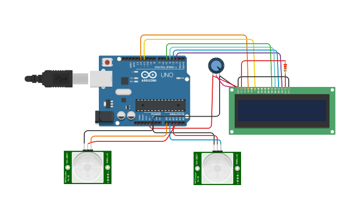 Circuit design Group 6 - Visitor Counter | Tinkercad