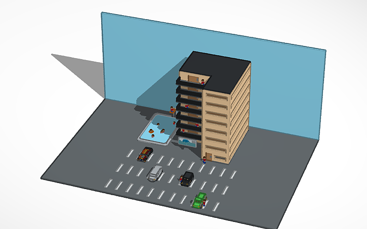 3D design Ocean Waves Building - Tinkercad