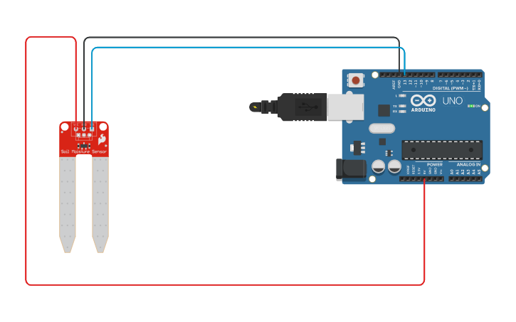 Circuit design Soil moisur sensor - Tinkercad