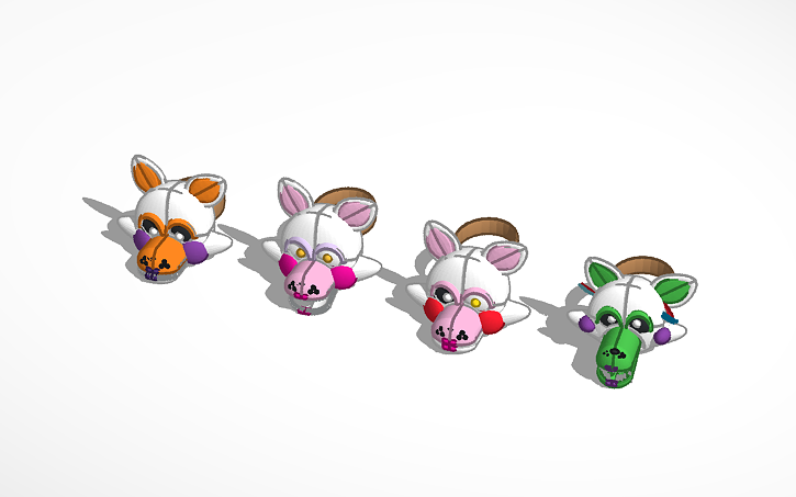 3d Design Tangle Mangle Funtime Foxy And Lolbit Keychains Tinkercad