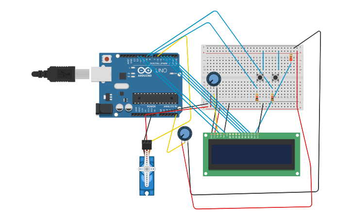 Circuit design Control de servomotor | Tinkercad