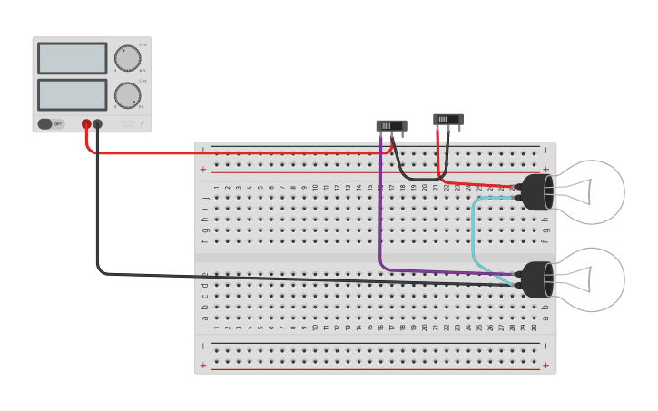Circuit design Corriente continua Nº 2 | Tinkercad