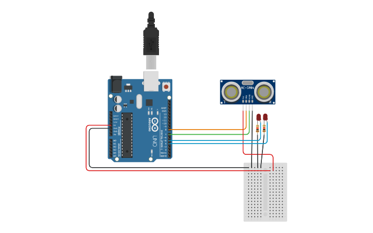 Circuit design Sensor de proximidade | Tinkercad Circuit design Sensor de proximidade | Tinkercad