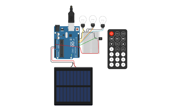 Circuit design Solar Remote Control House Lighting System - Tinkercad