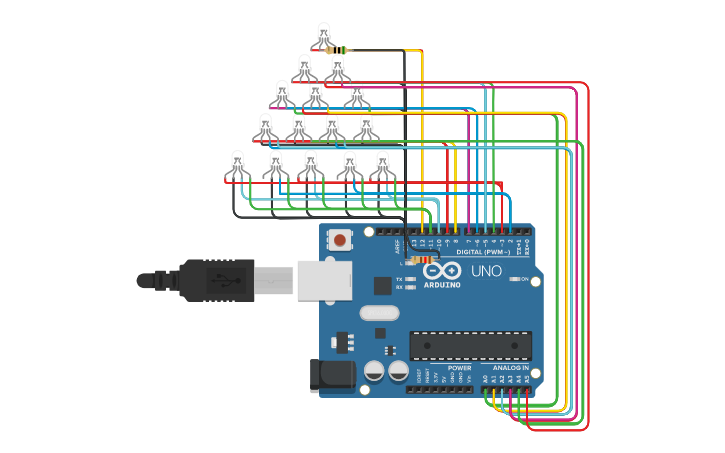 Circuit design Árvore de Natal - Tinkercad
