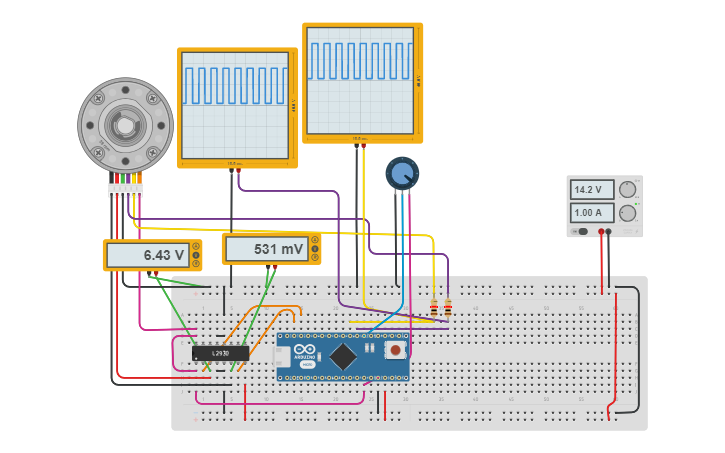 Circuit design DC motor PID control - Tinkercad