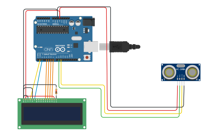 Circuit design Ultrasonic Distance Measurement Sensor - Tinkercad