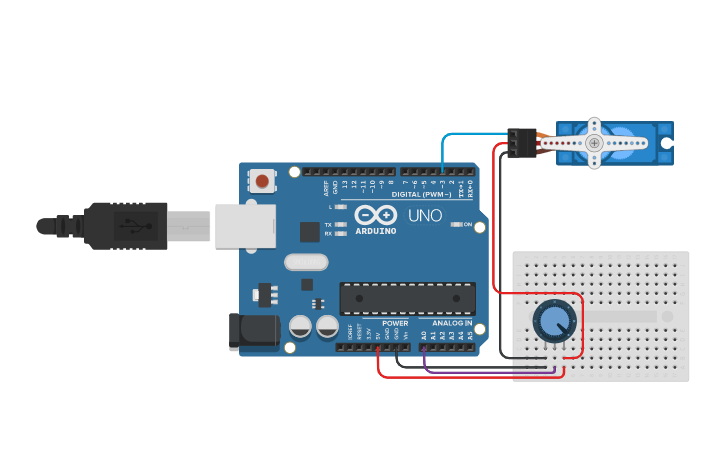 Circuit design Servo Motor - Tinkercad
