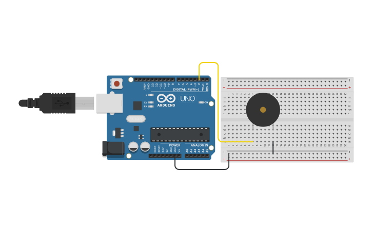 Circuit design Prática I - Piezo | Tinkercad