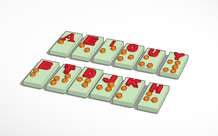 3D design Braille Letter Tiles - Tinkercad