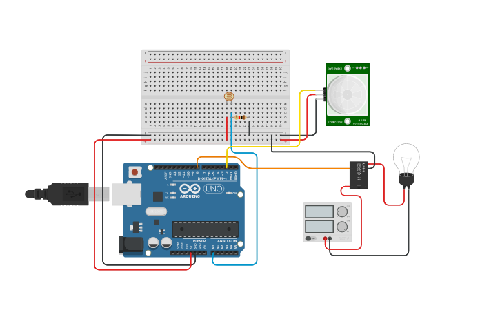 Circuit design Automatic Street Light Control "Solar-Powered" - Tinkercad
