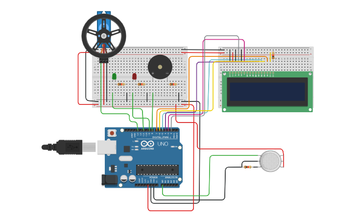 Circuit design LPG Gas Leakage Detection System - Tinkercad