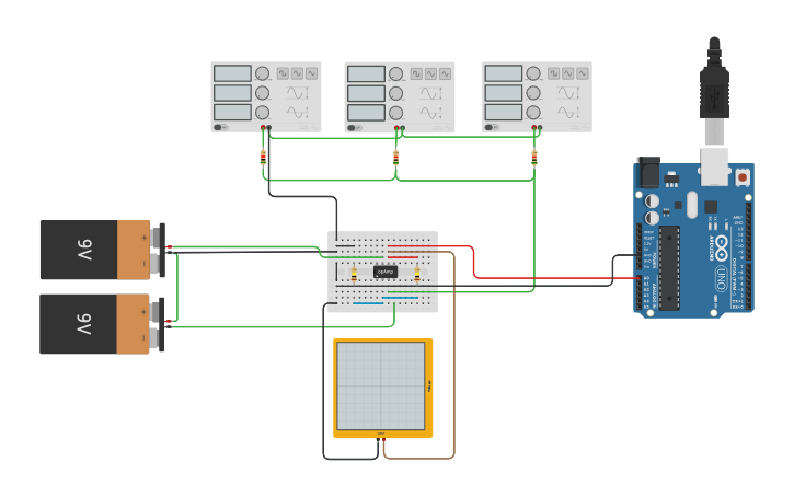 Circuit design 5Hz, 15Hz, 25Hz Digital Filter - Tinkercad