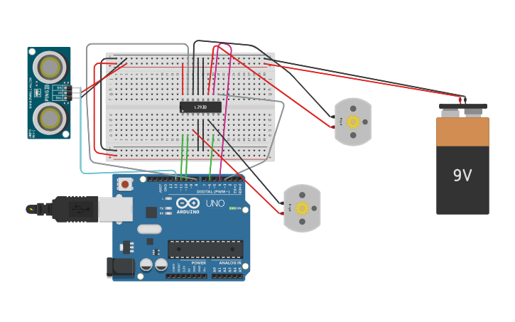 Circuit Design Obstacle Avoidance Robot Tinkercad