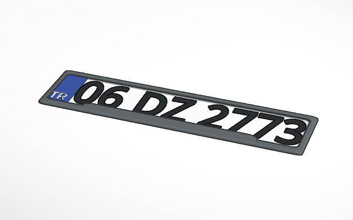 3D design Turkish civilian License Plate - Tinkercad