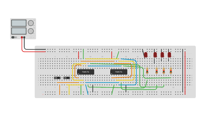 Circuit design parallel in parallel out | Tinkercad