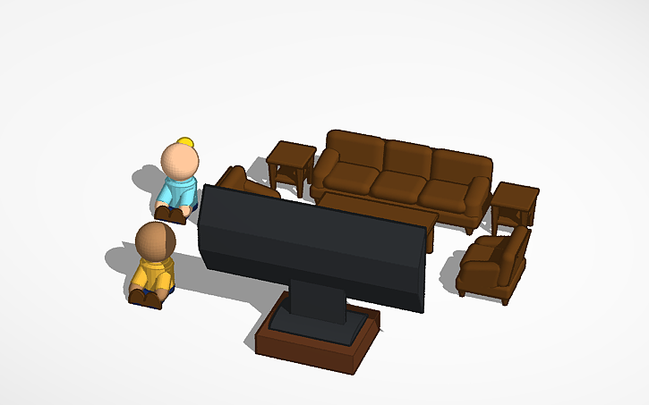 3d Design Living Room With Movable Figures Tinkercad