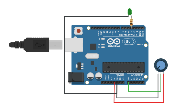 Circuit Design Led Brightness Control Using Potentiometer Tinkercad