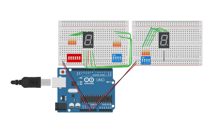 Circuit design 7 Segment Display Hunt | Tinkercad