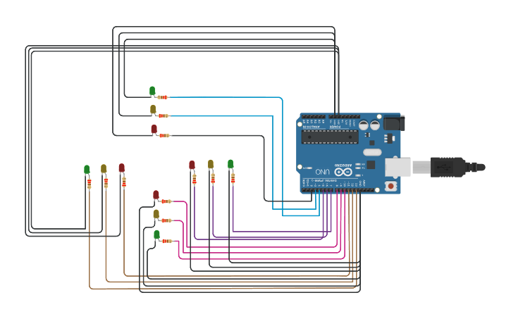 Circuit design 4-Way Traffic Light System MARIKINA CITY BAYAN - Tinkercad