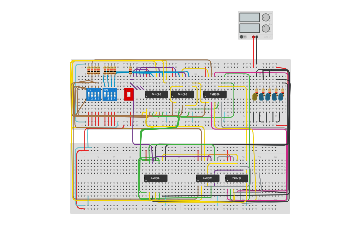 Circuit design 4bit-Adder/Subtractor - Tinkercad