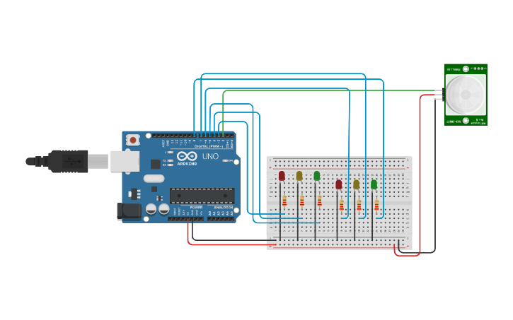 Circuit design Traffic light controller - Tinkercad