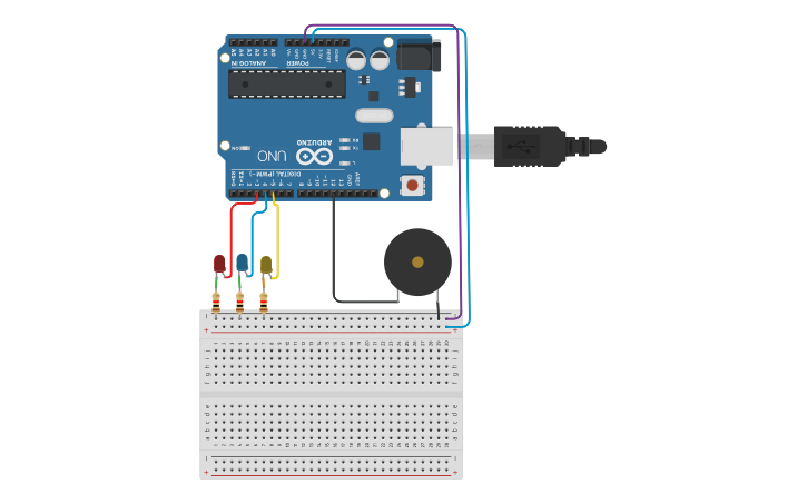 Circuit design Activity 03: LED with Buzzer - Tinkercad