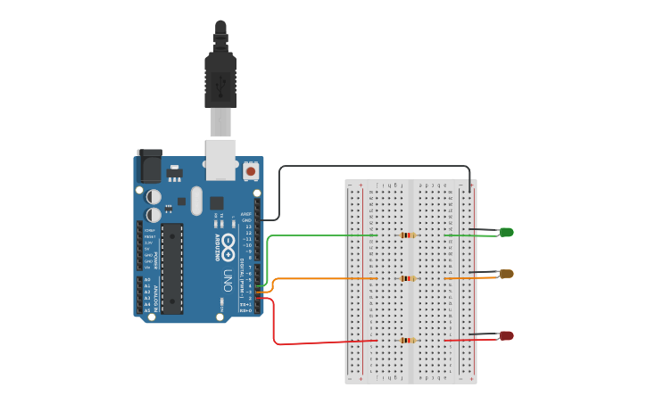 Circuit Design Traffic Light Tinkercad