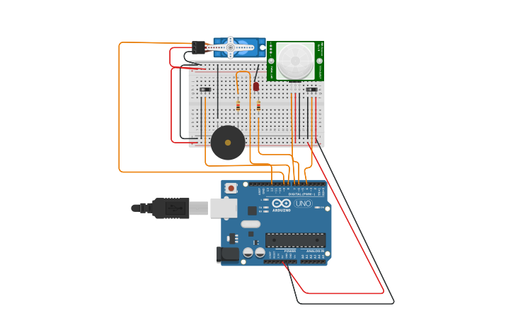 Circuit design ALARMA - Tinkercad