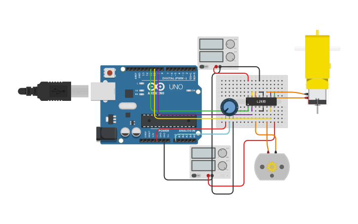 Circuit design Control de velocidad de motor - Tinkercad