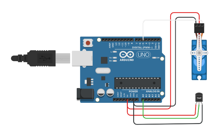 Circuit Design Servo Sensor Temperatura Tinkercad