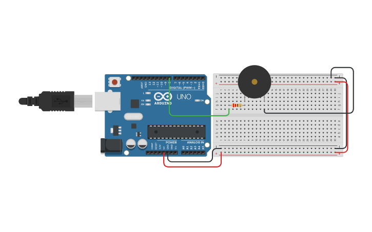 Circuit design circuito con piezo - Tinkercad